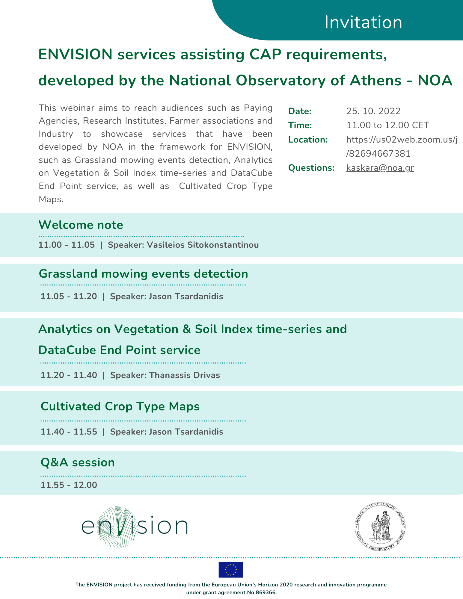 ENVISION services assisting CAP requirements, developed by NOA, 25th ...